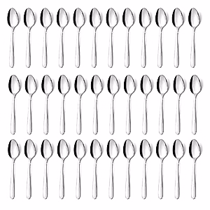 Gymdin 36 Pieces Teaspoons Set, 6.2 Inches Spoons Set, Stainless Steel Teaspoons Silverware, Small Spoons, Mirror Polished & Dishwasher Safe, Tea Spoons Suitable for Home, Kitchen and Restaurant