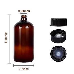 STARSIDE 2 Pack - 1 Liter 32 oz Amber Glass Boston Round Bottles with Air Tight Seal Phenolic Poly Cone Caps. Perfect Glass Containers for Secondary Fermentation,Storing Kombucha,Brewing and Juicing.