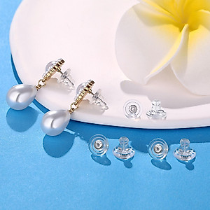 Earring Backs, Silver Silicone Locking Secure Earring Backs for Studs, Hypoallergenice Silicone Earring Backs Replacements for Studs/Droopy Ears, No-Irritate Earring Backs for Adults (Silver)