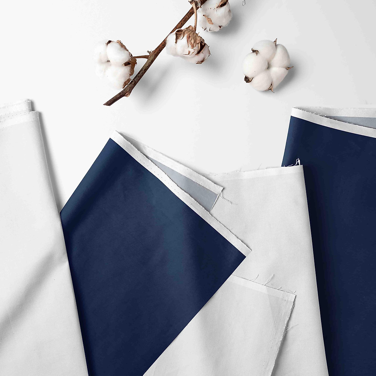 Bacati - Mix N Match White with Band at Bottom Crib Skirt (Navy)