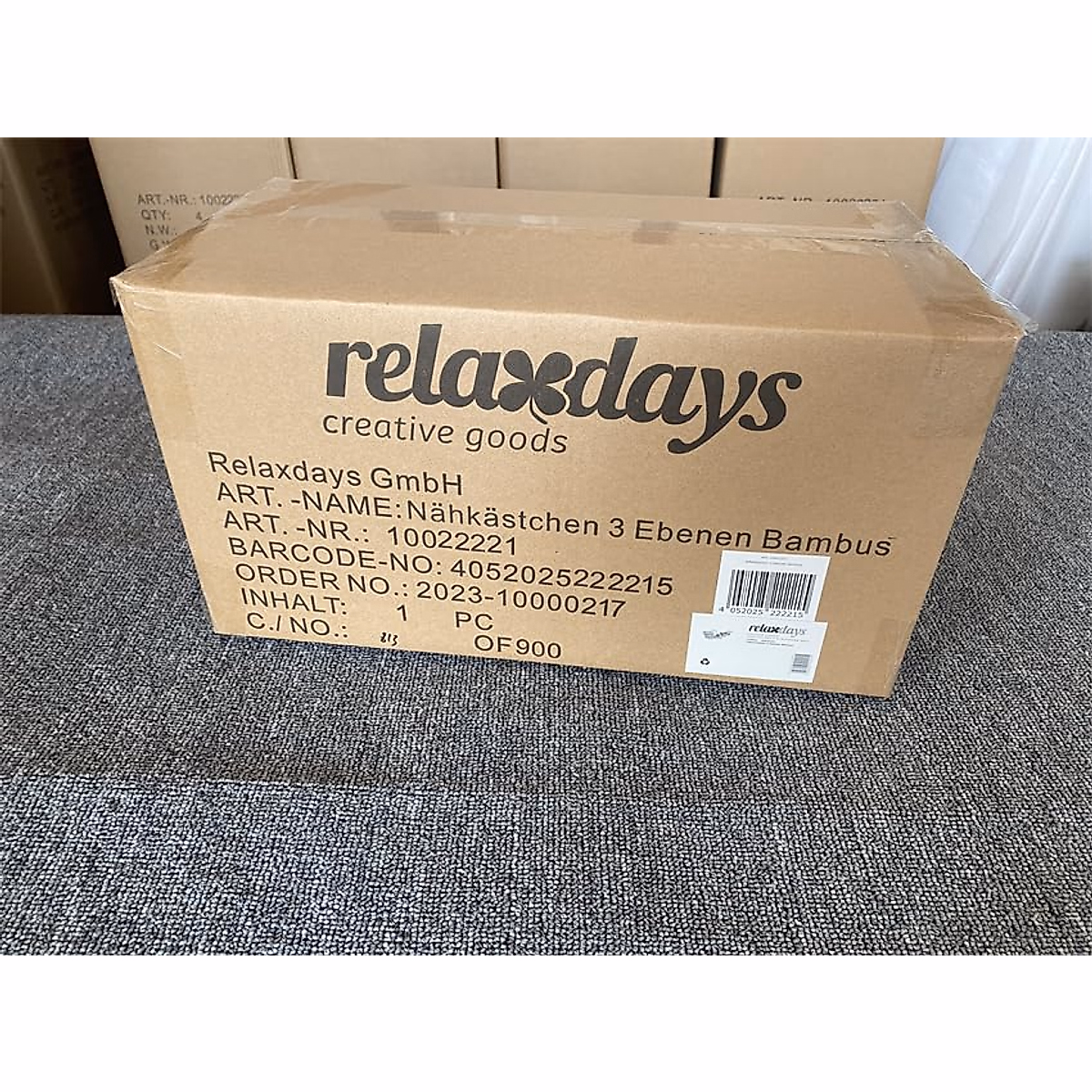 Relaxdays XXL Bamboo Sewing Box, Many Compartments, Foldable, Empty Organizer Basket, HWD 30 x 44 x 22 cm, Natural