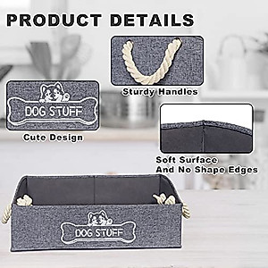 Vumdua Large Dog Toy Box - Trapezoid Dog Toy Bin with Handles, Collapsible Pet Supplies Storage Basket, Perfect for Organizing Dog Cat Toys and Accessories