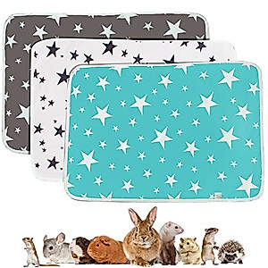 BNOSDM Guinea Pig Cage Liners 3 Packs Reusable Small Animals Pee Pads Washable Guinea Pig Bedding Highly Absorbent Cage Mats for Rabbits Hamsters Rats and Other Small Pets