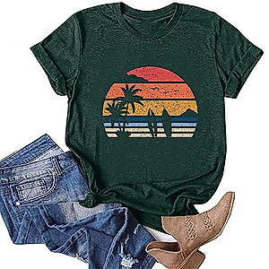 JDHUFEI 2023 Shirts for Women Summer Casual Basic T Shirts Crewneck Solid Color Loose Blouse Short Sleeve Beach Tops Clothes