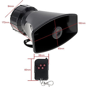 DriSentri 7 Sounds Loud Car Warning Alarm Police Fire Siren Horn Speaker with Remote Controller 12V 100W, Siren for Car