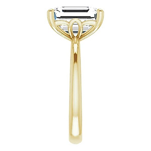 10K Solid Yellow Gold Handmade Engagement Ring, 4 CT Emerald Cut Moissanite Diamond Solitaire Wedding/Bridal Rings for Women/Her, Minimalist Anniversary Ring Gifts (4.5)