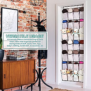 Shappy 4 Pack Over The Door Shoe Organizer 28 Large Mesh Pockets Shoe Rack Over Door Hanging Shoe Rack Organizer Holder Door Shoe Rack Hanging for Closet with 16 Metal Hooks for Men Women Kids, White