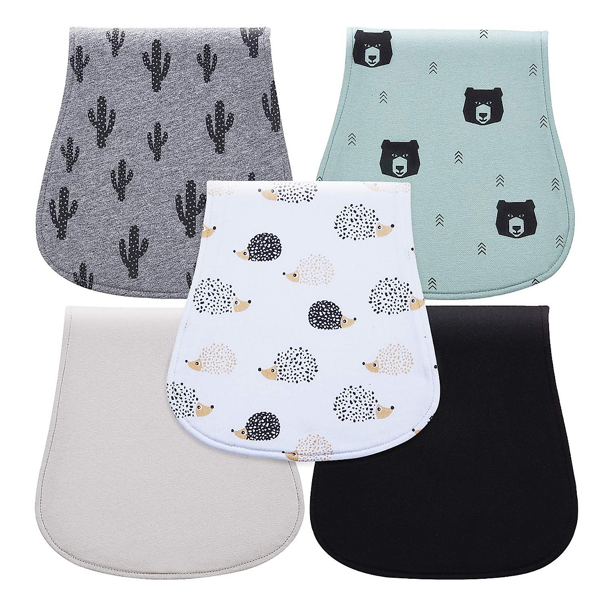 MiiYoung 5-Pack Baby Burp Cloths for Boys, Triple Layer, Organic Cotton, Soft and Absorbent Towel, Burping Rags for Newborns Set