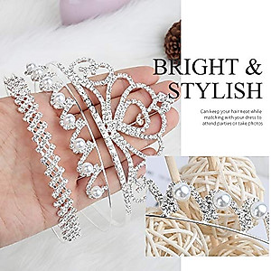 Teenitor Set of 5 Crystal Headband, Rhinestone Headbands for Women Hair Jewelry Wedding Headband Crown Party Tiaras-Silver