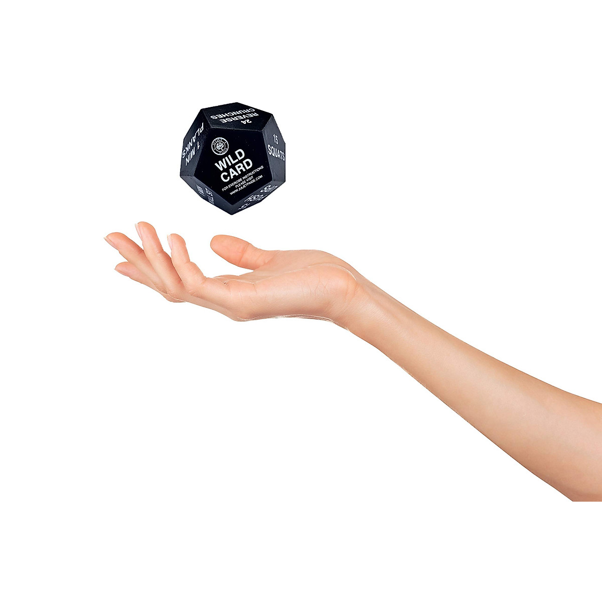 Exercise Dice Cube for Fitness, Gym Workouts, WOD, Home Bodyweight HIIT, and Adult Sports Training - 3 Inches in Diameter - 12 Sided (White (Intermediate))