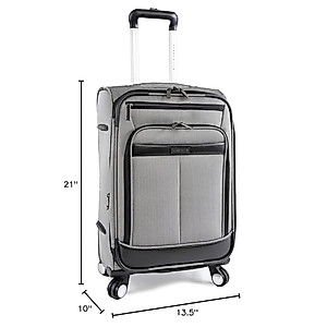 Perry Ellis Lexington II Lightweight Spinner Luggage, Black/White Herringbone, Carry-On 21-Inch