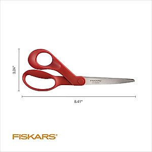 Fiskars 1294508697WJ Left-hand 8" Bent-left, Stainless Steel - Orange