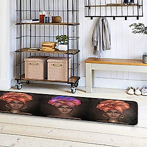 African American Woman Runner Rug Floor Mat Non-Skid Kitchen Rug Soft Area Rug for Bathroom Entryway Hallway Dining Living Room