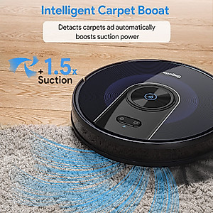 Bagotte BG800 Robot Vacuum Cleaner, Wi-Fi Connection Mapping, 2200Pa Suction, Alexa & App Control, Boundary Strips Included, Quiet, Self-Charging, Ideal for Pet Hair, Carpets, Hard Floor