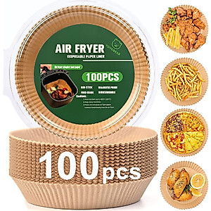 100PCS Air Fryer Disposable Paper Liner, Cooking Paper for Air Fryer, Non-Stick Air Fryer Liners, Baking Paper for Air Fryer Oil-proof, Food Grade Parchment for Baking Roasting Microwave