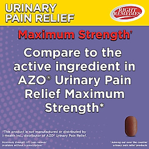 RIGHT REMEDIES Urinary Pain Relief Phenazopyridine HCl 99.5mg Tablets | Maximum Strength OTC for Fast Relief of UTI Pain, Burning and Bladder discomfort | Generic AZO Maximum Strength (72 Count)