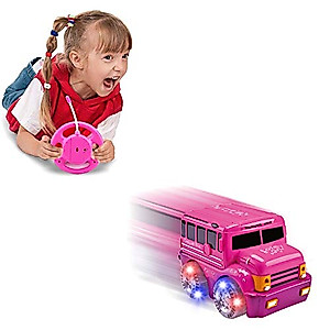 Liberty Imports My First RC Car for Girls - Pink Purple Remote Control 2CH Racer Vehicle for Kids, Toddlers (School Bus)