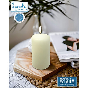 HYOOLA Ivory Pillar Candles 2x3 Inch - Unscented Pillar Candles - Set of 4 - European Made