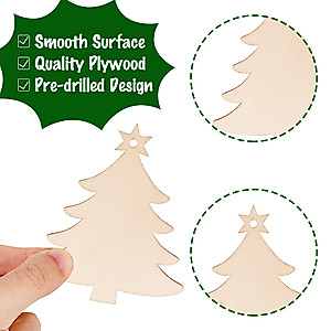 Max Fun 100PCS DIY Wooden Christmas Ornaments Unfinished Predrilled Wood Circles for Crafts Centerpieces Holiday Hanging Decorations in 10 Shapes