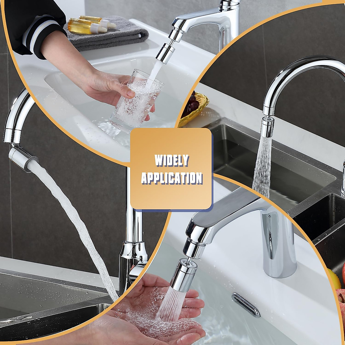 SNUTUYA Brass Swivel Faucet Aerator, Dual-function Sink Aerator ，Extra Big large Angle Rotary Faucet Aerator, 360 Degree Swivel Faucet Extender for Kitchen 55/64 inch Female Thread,Splash-Proof