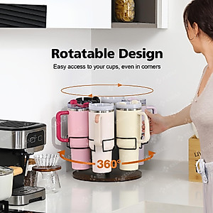 Water Bottle Organizer for Stanley 40 oz Tumbler with Handle, Rotatable Stanley Cup Organizer Holder, Patented Product, Kitchen Organizers and Storage for Stanley Cup Accessories, Black