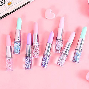 Kawaii Lipstick Gel Pen Creative Oil Quicksand Colorful Cute Stationary 0.5mm Signature Pens Black Ink Office School Supplies