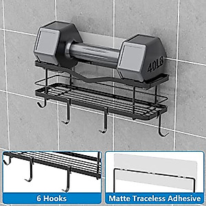 MZF 2-Pack Shower Caddy, No Drilling Adhesive Shower Shelf, Rustproof Stainless Steel Bathroom Shower Organizer Storage, Shower Shelf for Inside Shower & Kitchen Storage, Black