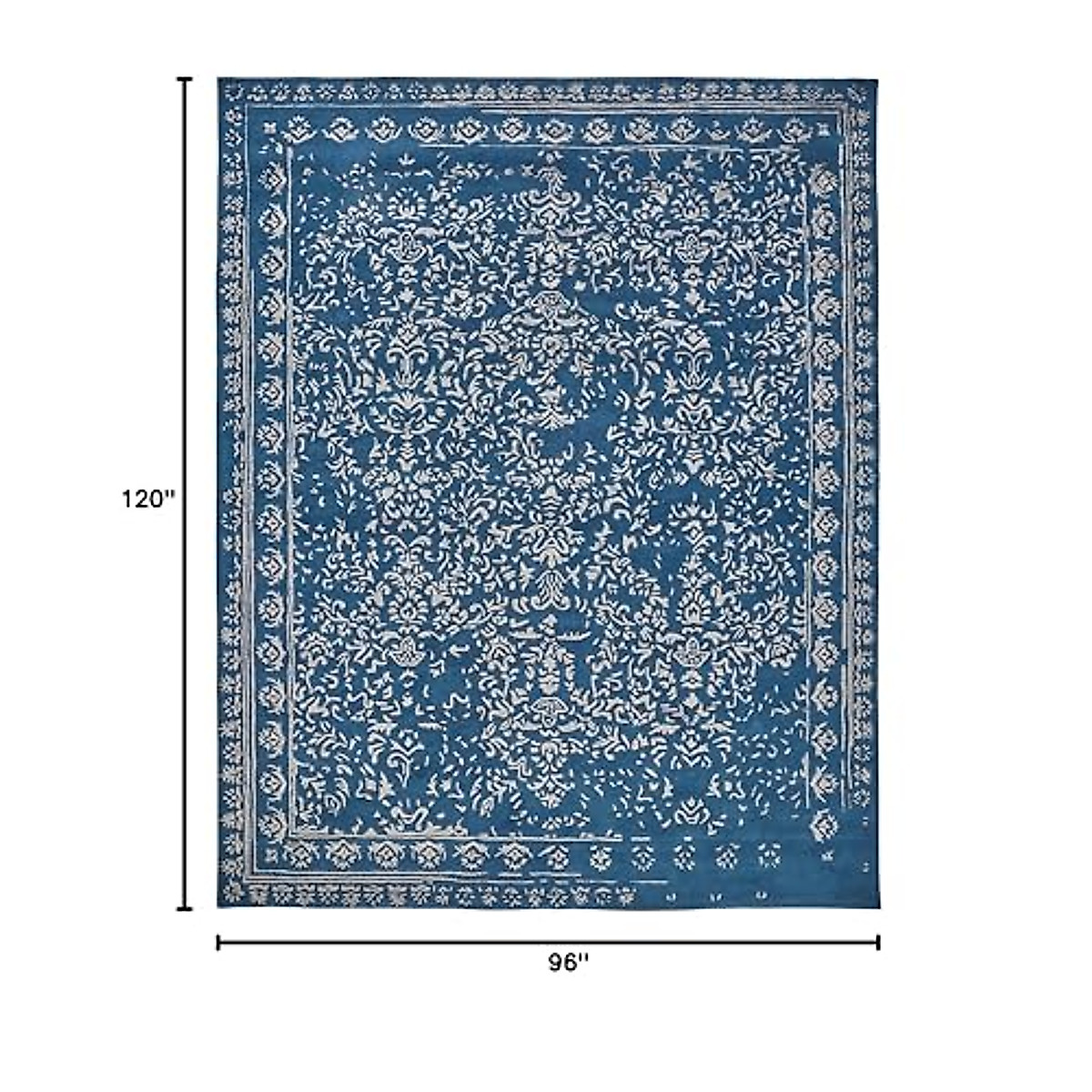 Feizy Bella High/Low Floral Wool Rug, Vallarta Blue/Silver Gray, 8ft x 10ft Area Rug