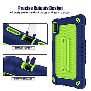 SOATUTO Case for Moxee Tablet 2 8 inch Case for Moxee 8" 2022 Model MT-T8B22 Tablet Shock Resistant Rugged Hybrid Kids Friendly Cover Built-in Hand Free Kickstand Shoulder Strap (Navy+Green)