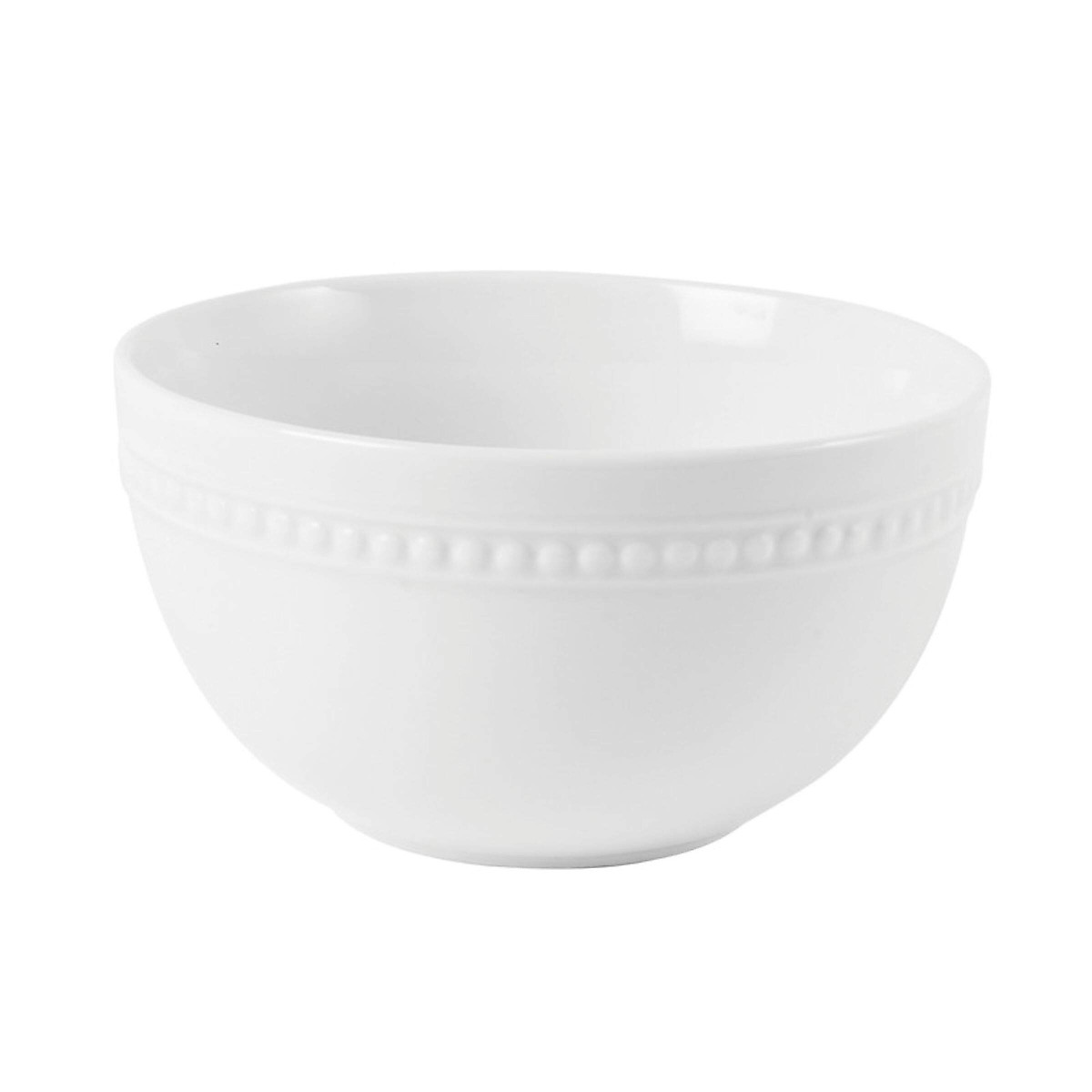 Everyday White by Fitz and Floyd Beaded 26 Ounce Porcelain Soup Cereal Bowls, Set of 4