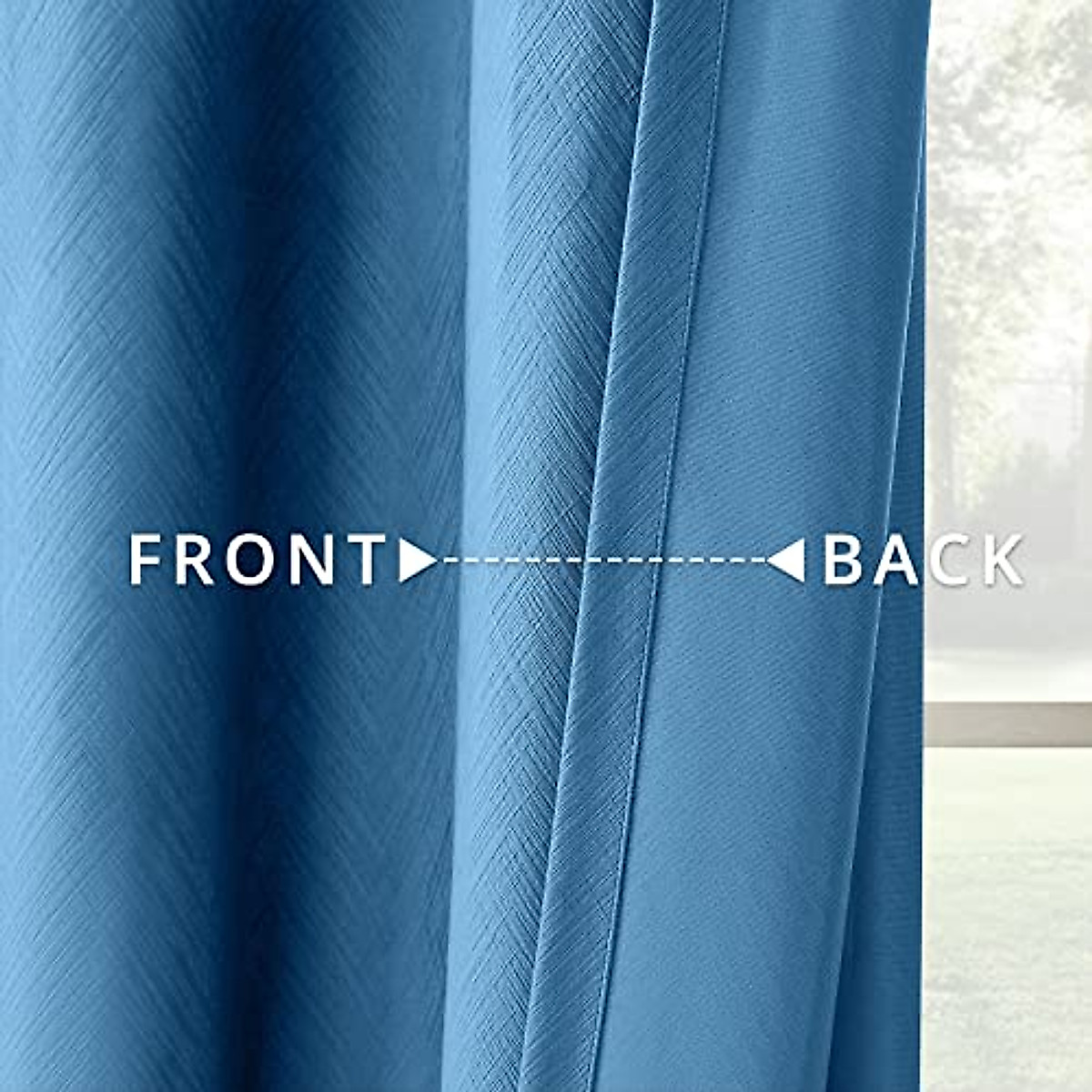 Melodieux Velvet Curtains for Bedroom- Thermal Insulated Room Darkening Soundproof Grommet Thick Geometry Embossed Window Drapes for Living Room, Blue, W52 x L63 inches, Set of 2