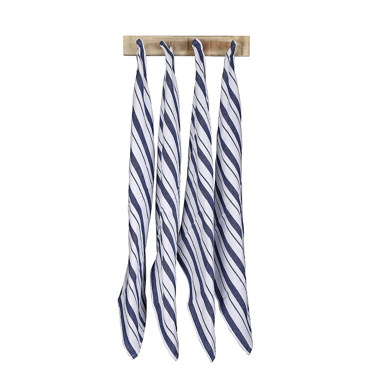 RAJRANG Dish Drying Kitchen Towels with Hanging Loops - 18 x 28 Inches Washable Ultra Absorbent and Quick-Dry Cloths for Everyday Cleaning - Set of 4 - Navy and White