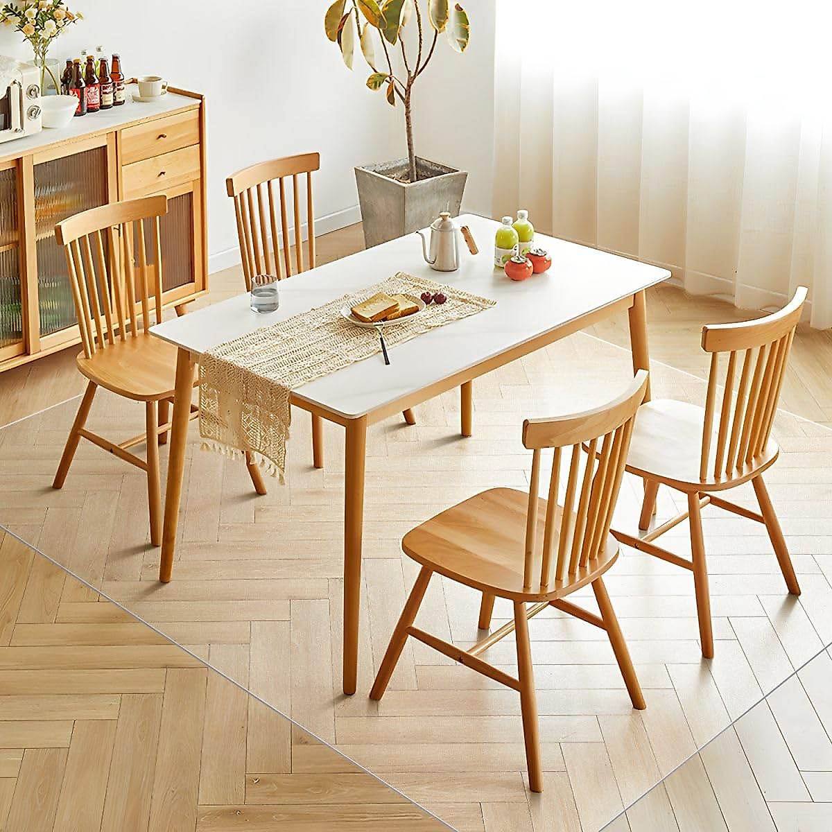 tixpol Area Rug for Living Room, 6'x9' Clear Area Rug for Dining Room, Protector Floor Mat for Home Office Laundry Dining Area, Non-Slip Waterproof Vinyl Area Rug for Kids Pet (Clear)