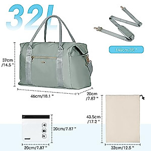 WANDF For Spirit Airlines Personal Item Bag 18x14x8 Travel Duffel Bag with TSA Approved Quart Size Bag & Shoes Bag Weekender Overnight Bag Carry-on Luggage for Women (Grey）