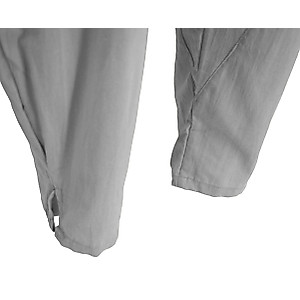 perdontoo Mens Linen Cotton Loose Fit Casual Lightweight Elastic Waist Summer Pants (Large, Grey)