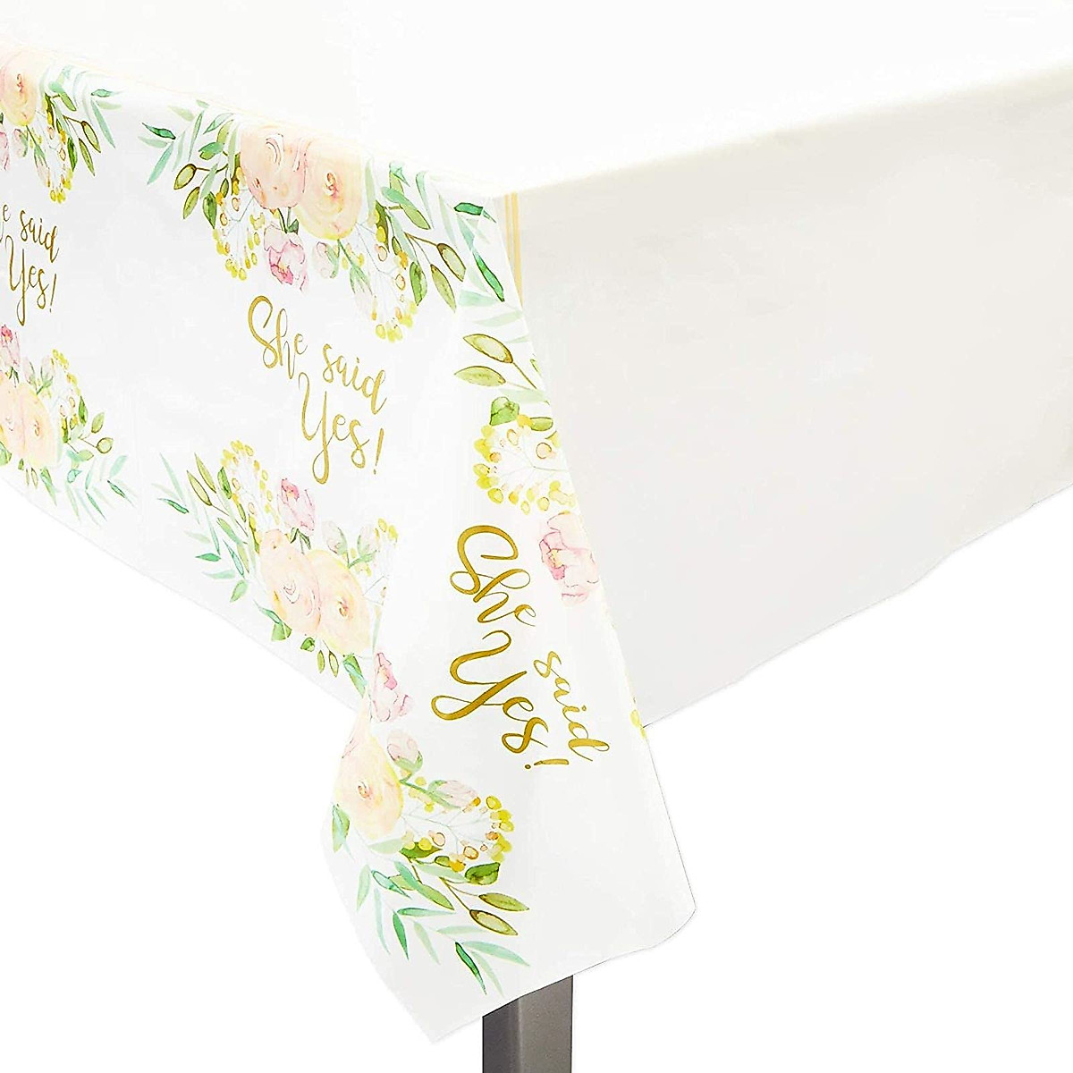 Sparkle and Bash Bridal Party Pack, Includes Paper Plates, Napkins, Cups, Cutlery, Banner, and Plastic Tablecloth (Serves 24, 146 Pieces)