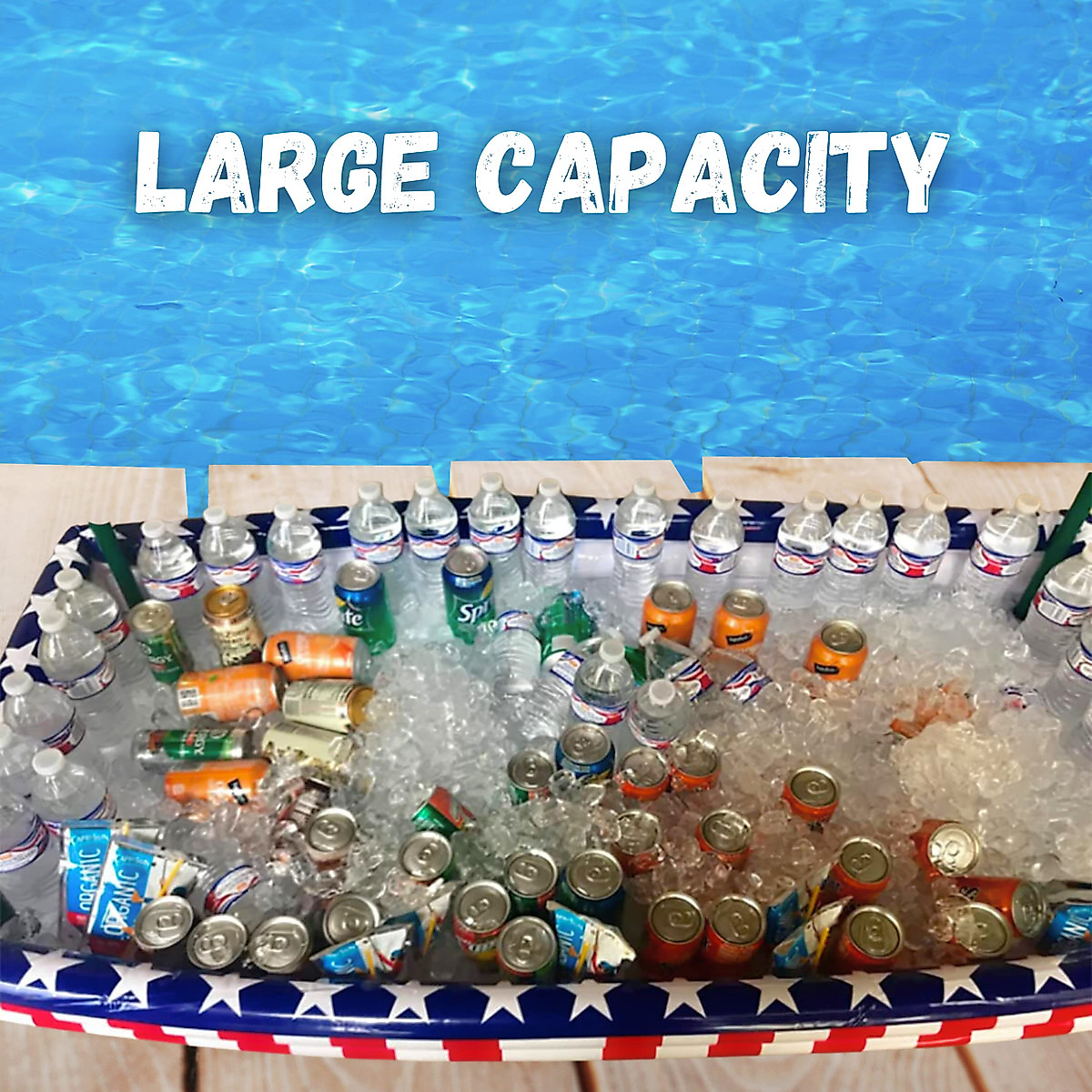 Patriotic Inflatable Serving Bar Ice Buffet Cooler Salad Serving Trays - 4th of July Party Supplies, Independence Day Fourth of July Party BBQ Cooler Indoor Outdoor Picnic Pool Party by 4E's Novelty