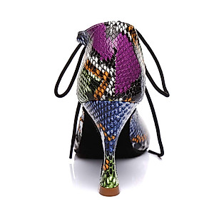 ROGMUJEN Women Latin Ballroom Practice Perfermence Dance Shoes Tango Salsa Party Dress Pump Dance Shoes,Multicolor,9.5US,Ml407