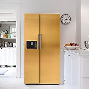 Mecpar Gold Contact Paper 15.8"x 118" Gold Wallpaper Peel and Stick Wallpaper Brushed Metal Look Gold Stainless Steel Wallpaper Gold Metallic Wallpaper for Room Furniture DIY Cabinets Decor