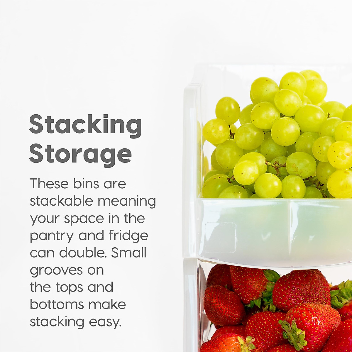 IRIS USA Inc. 11" x 6" x 5" Medium Plastic Stackable Open Front Organizer bin Caddy Basket for Refrigerator Freezer Kitchen Pantry Cabinet Workshop Garage Classroom Office Crafts Supplies 4 Pack Clear