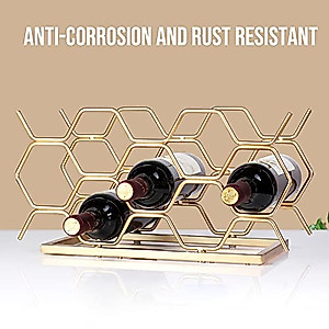 Drincarier Countertop Wine Rack - 10 Bottle Freestanding Modern Gold Metal Small Wine Rack - Tabletop Wine Holder Stand for Cabinet, Pantry, Wine Bottle Storage……