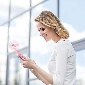 SPOVEN Portable Handheld Fan, Mini Foldable Hand Fan with USB Rechargeable Battery, Small Personal Pocket Fan for Girls, Women, Men, Outdoor, Travel(Pink)