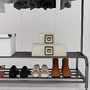 Clothing Garment Rack with Shelves, Metal Cloth Hanger Rack Stand Clothes Drying Rack for Hanging Clothes