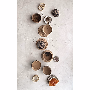 The Curated Pantry Mezcal Jicaras (Small, Shot Glass Size)- Holds 2-3 Ounces -Hand-carved from Mexico with Natural Fiber Base (Black, 4)