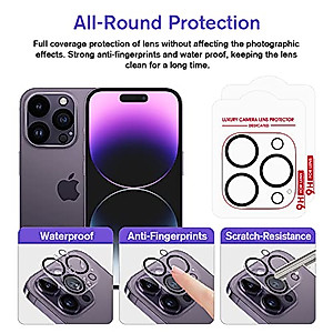 Fabunor Screen Protector Tempered Glass Compatible with iPhone 14 Pro Max (6.7 inch, 2022) with Camera Lens Protector, [9H Hardness] [EZ Kit] [Automatic Alignment] [Compatible with Face ID] -2+2 Pack