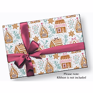 Stesha Party Pink Gingerbread House Holiday Wrapping Paper Gift Wrap 30 x 20 Inch (3 Sheets)