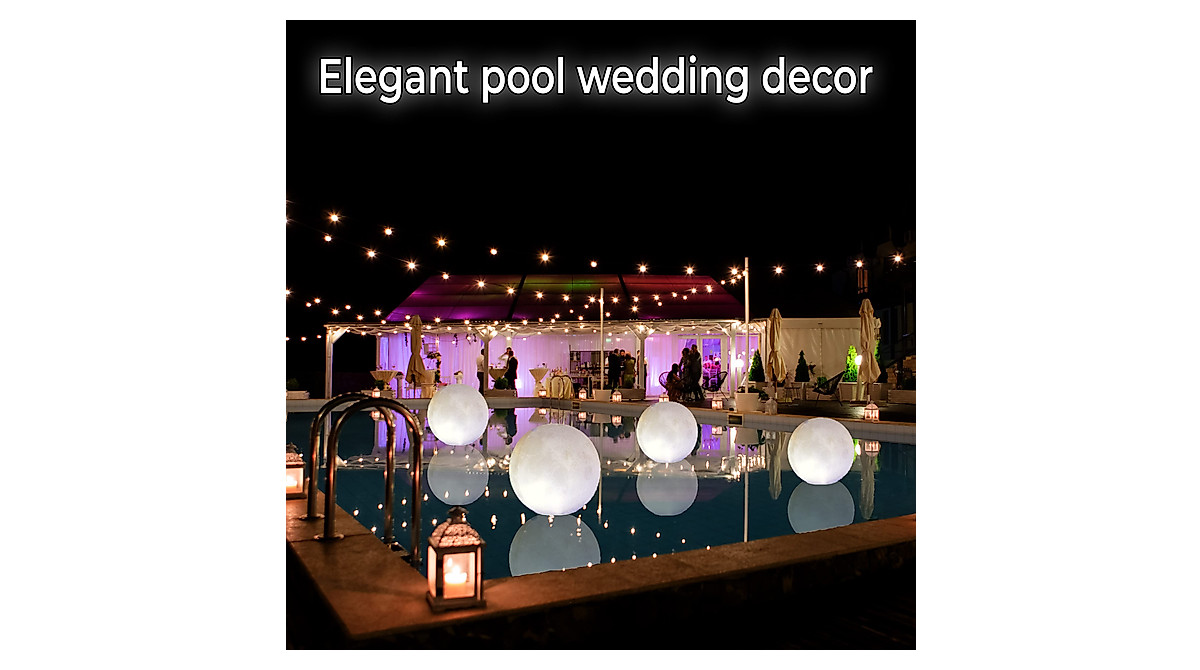 TIALLY Solar Pool Lights Full Moon Inflatable - 16" 2 Pack