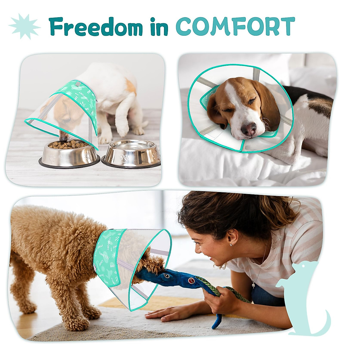 Supet Soft Dog Cone Collar for Large Medium Dogs, E Collar for Dogs After Surgery to Stop Licking, Comfortable Elizabethan Collar, Cone of Shame Alternative, Adjustable Pet Recovery Collar (L)