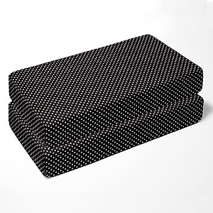 Bacati - 2 Pack Pin Dots Girls 100% Cotton Universal Baby US Standard Crib or Toddler Bed Fitted Sheets (PIN DOTS, Black/White)