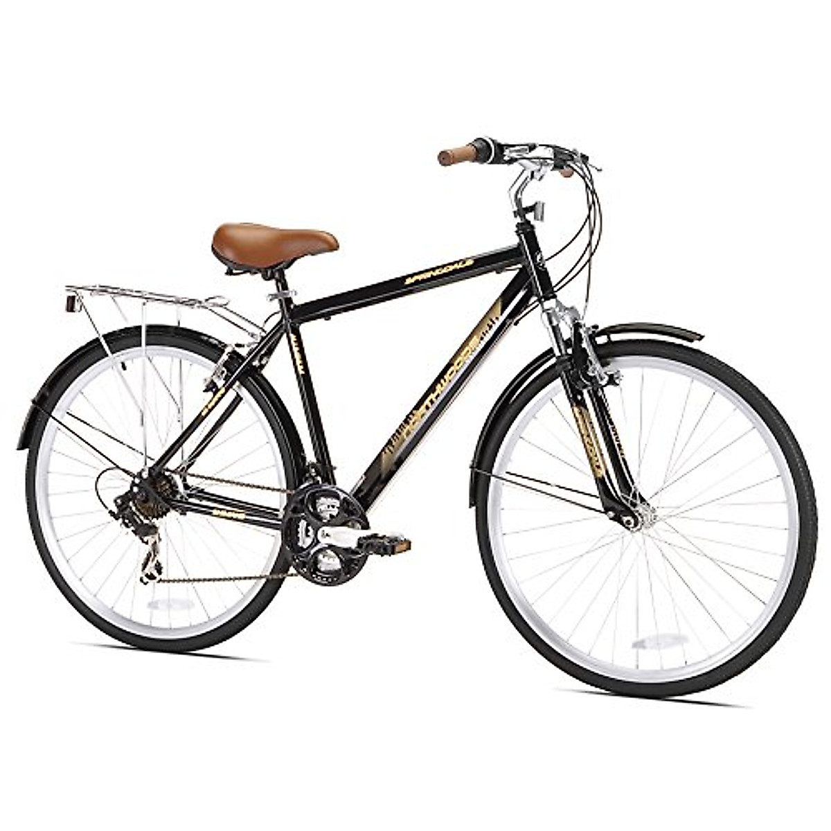 Kent International Springdale Hybrid Bicycle, Black | 700c ‎Hybrid Bike with 21-Speed Rear Shimano Derailleur Drivetrain | Lightweight Mountain Bike with Aluminum Frame for Premium Cycling | Men